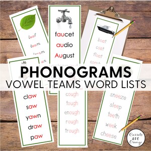 Green Series] Phonogram Word Lists - Vowel Teams - Etsy