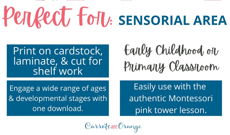 Montessori Sensorial Pink Tower Variation Cards - Etsy
