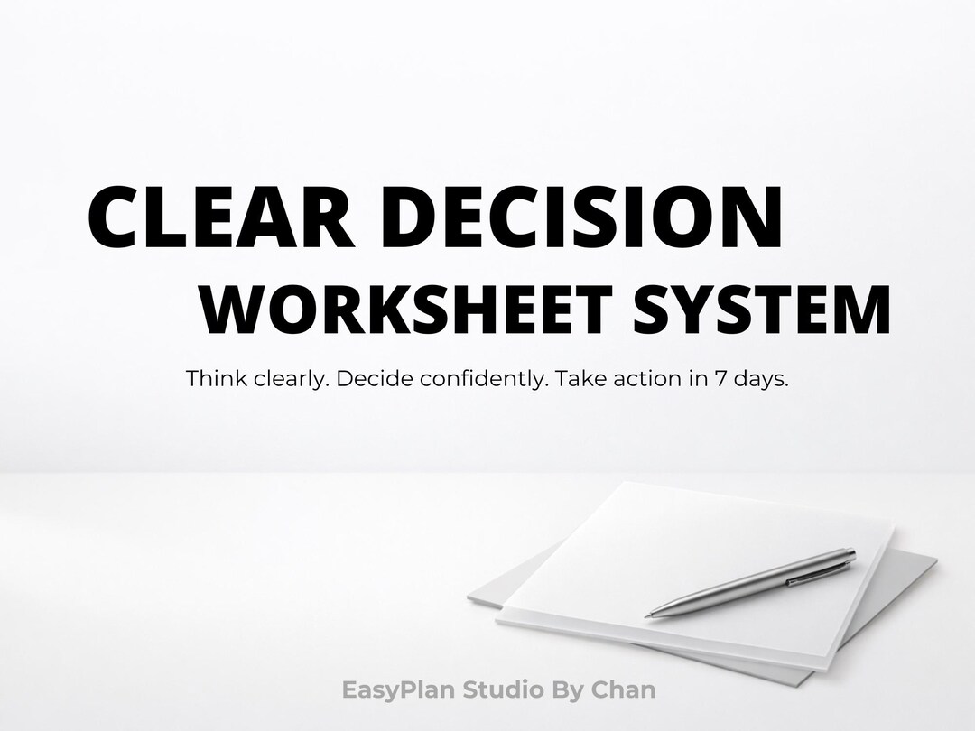 Clear Decision Worksheet System | Printable Problem Solving Tool for ...