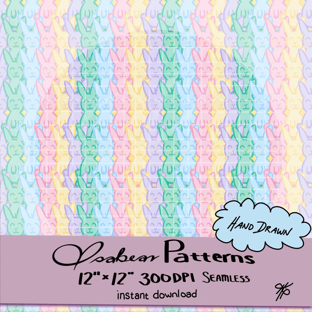 Pastel Bunny Seamless Pattern PNG | Easter Rabbit Digital Paper | Cute ...