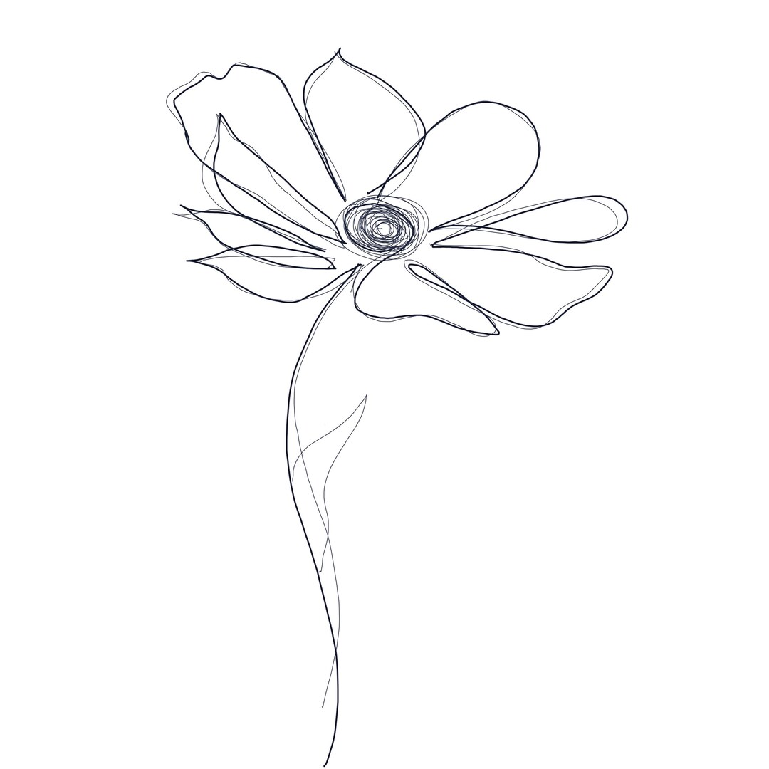 Digital File - Daisy Flower Line Art — Freehand Digital Drawing - Etsy