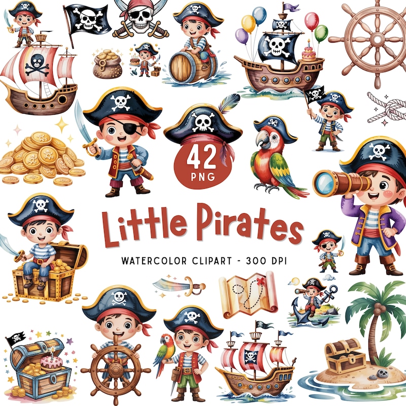 Cute Pirates Clipart Kids - Etsy