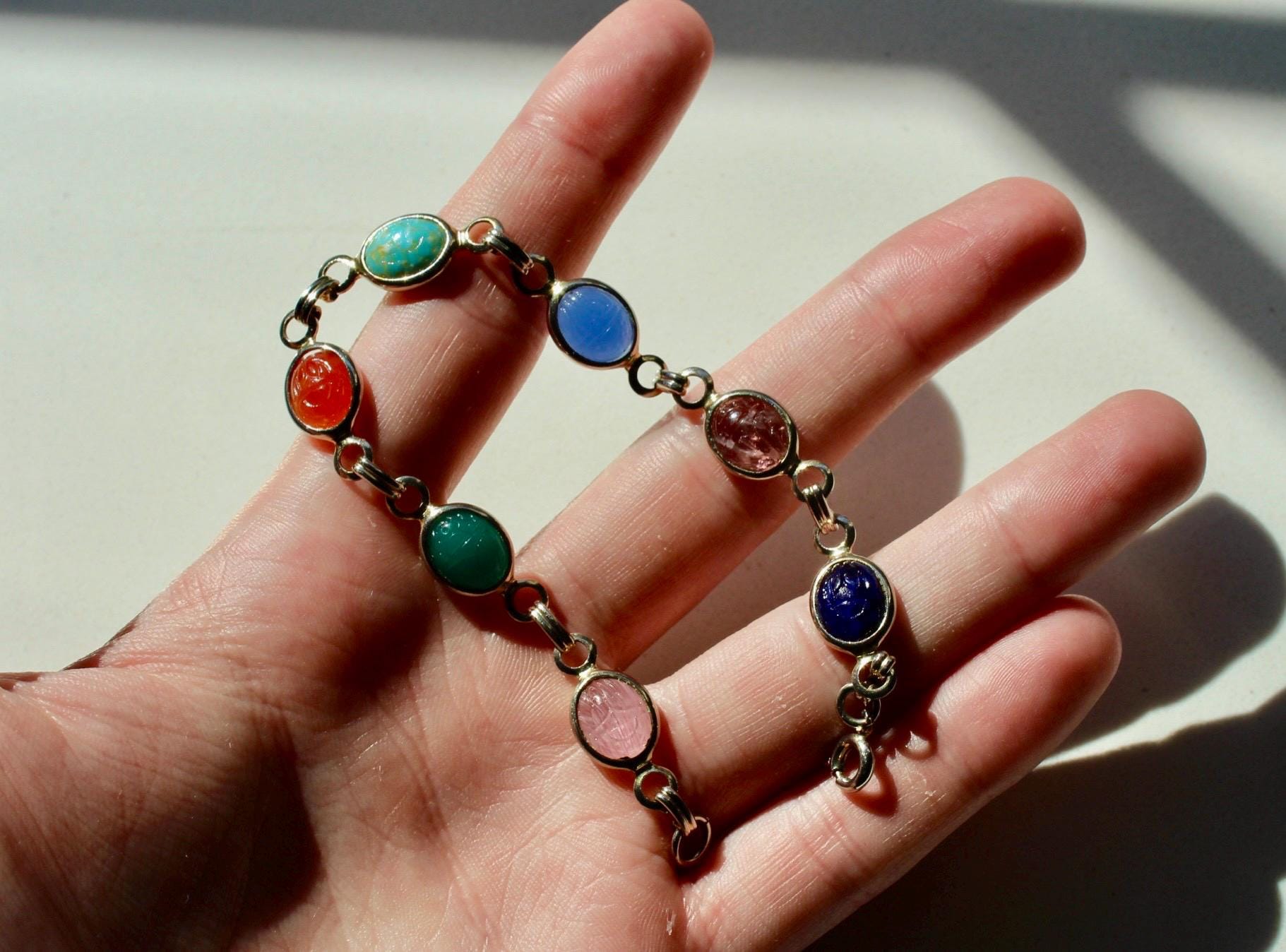 Vintage Silver Scarab Bracelet Scarab Bracelet Colorful Stones Vintage Scarab Bracelet Etsy