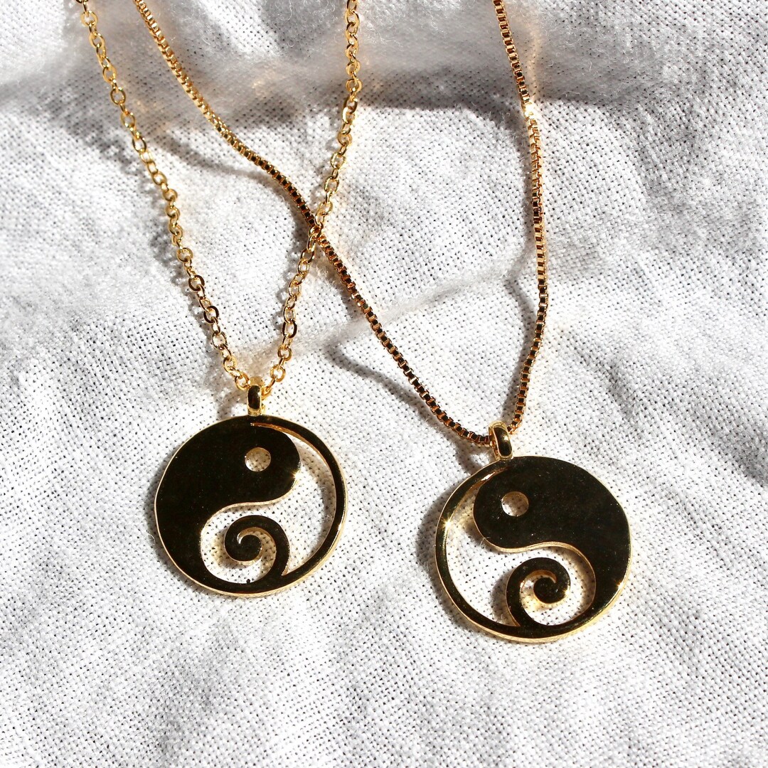 Classic Yin Yang Gold Pendant Necklace - Tarnish Free Yin Yang Necklace ...