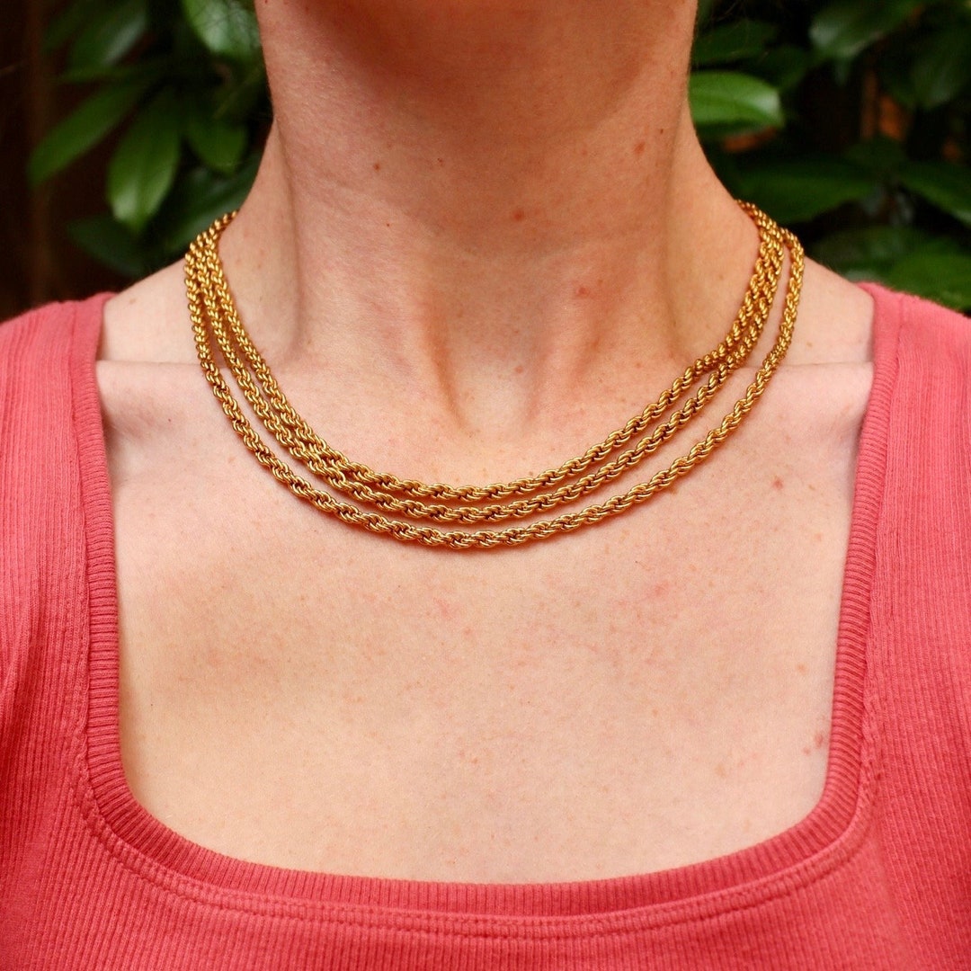 Vintage Layered Gold Chain Necklace Vintage Trifari Gold Chain Necklace ...