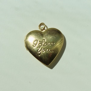 Vintage Brass I Love You Heart Locket Charm - Vintage Heart Locket ...