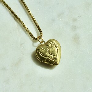 Vintage Heart Locket Pendant Necklace - Handmade Vintage Brass Heart ...