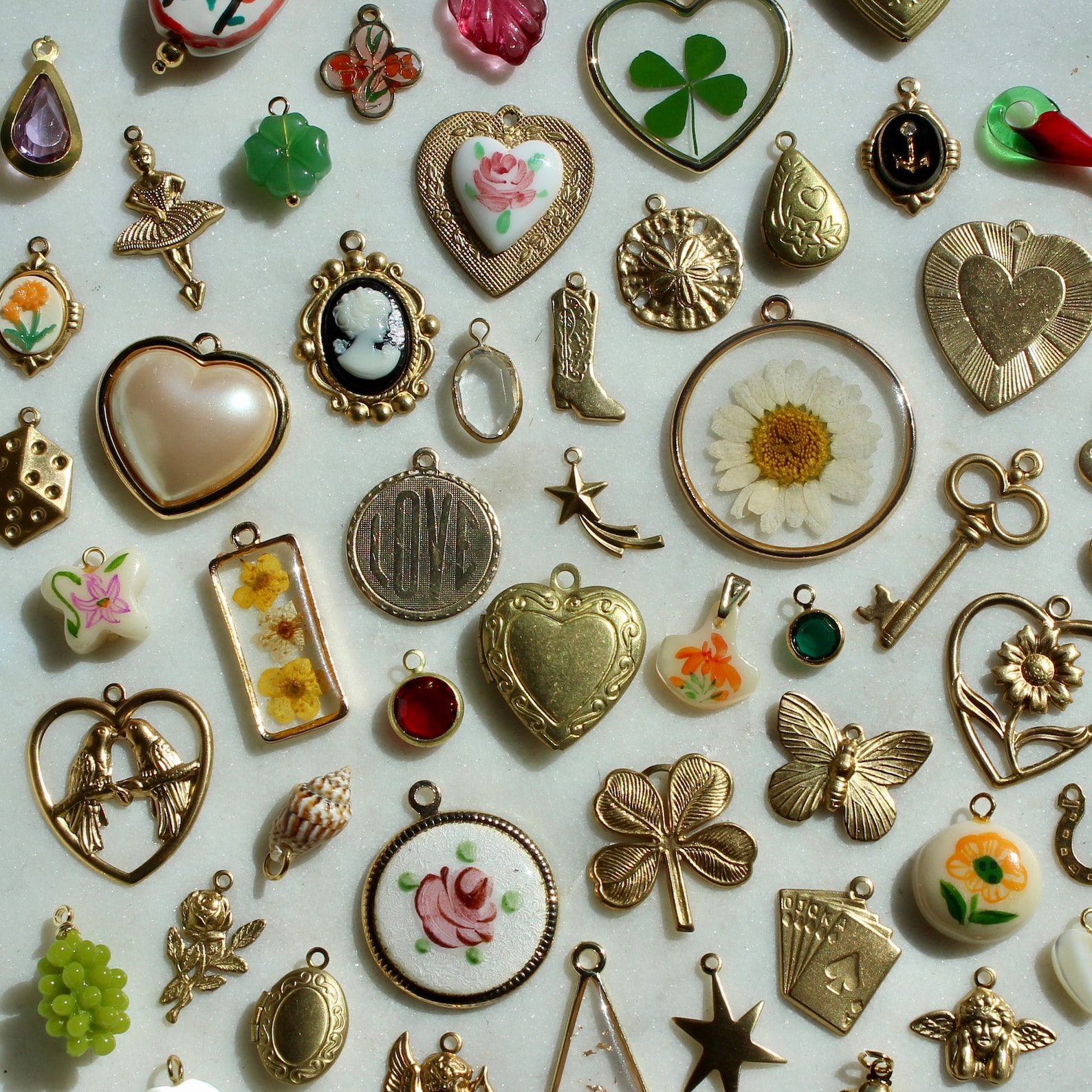 Charm Soup - Charm Lot With Vintage and New Charm Mix - Gold Plated and ...