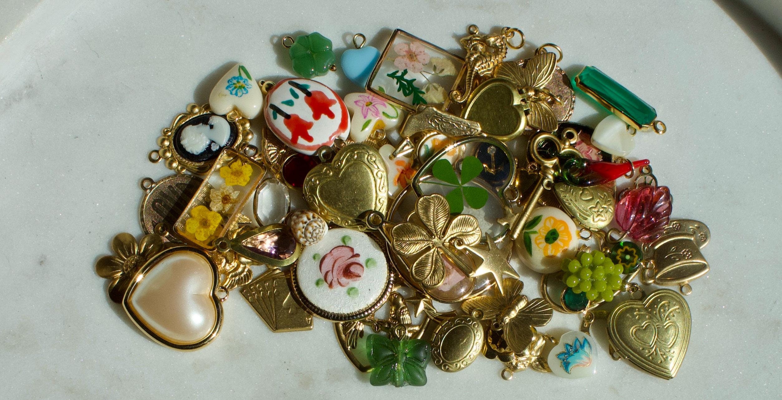 Charm Soup - Charm Lot With Vintage and New Charm Mix - Gold Plated and ...