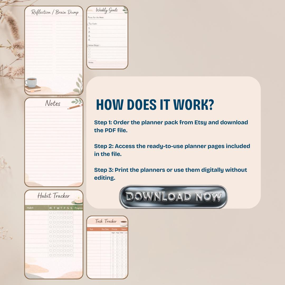 ADHD Executive Function Planner | Focus Journal (PDF/PNG Instant ...