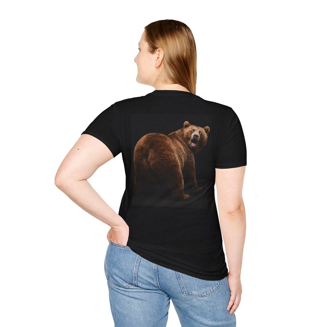 Back Print Bear T Shirt, Minimal Attitude Graphic Tee, Dark Aesthetic ...