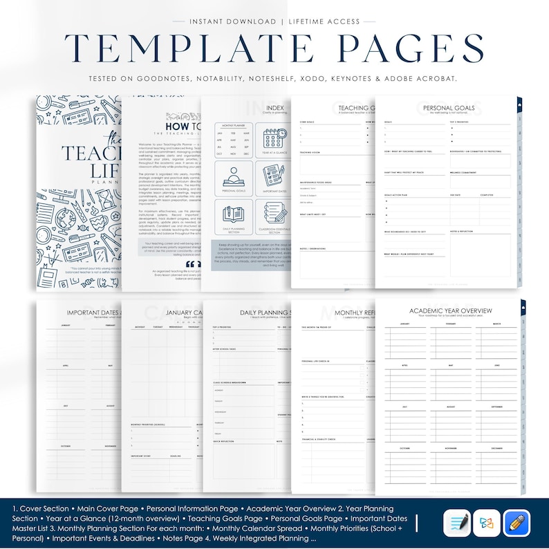 Teacher-life Digital Planner | Academic Agenda | Weekly Lesson Plan ...