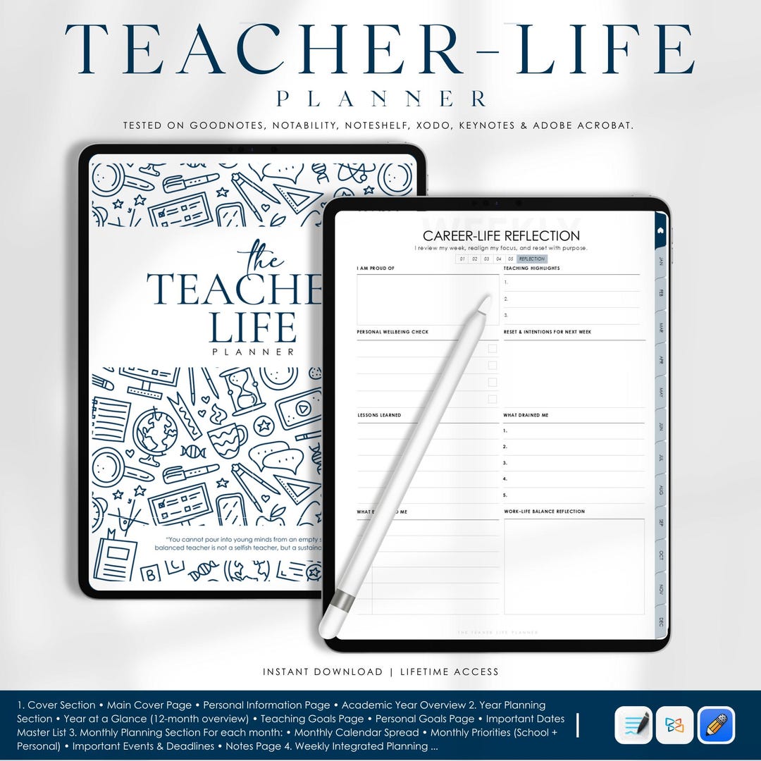 Teacher-life Digital Planner | Academic Agenda | Weekly Lesson Plan ...