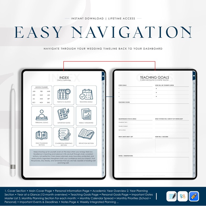 Teacher-life Digital Planner | Academic Agenda | Weekly Lesson Plan ...