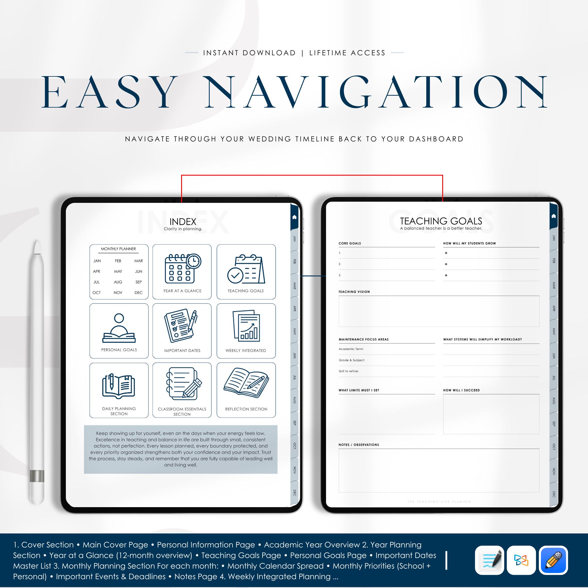 Teacher-life Digital Planner | Academic Agenda | Weekly Lesson Plan ...