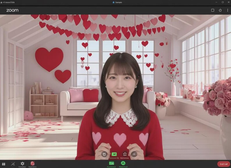 Valentine's Day Zoom Virtual Background - Romantic Hearts Room Virtual ...
