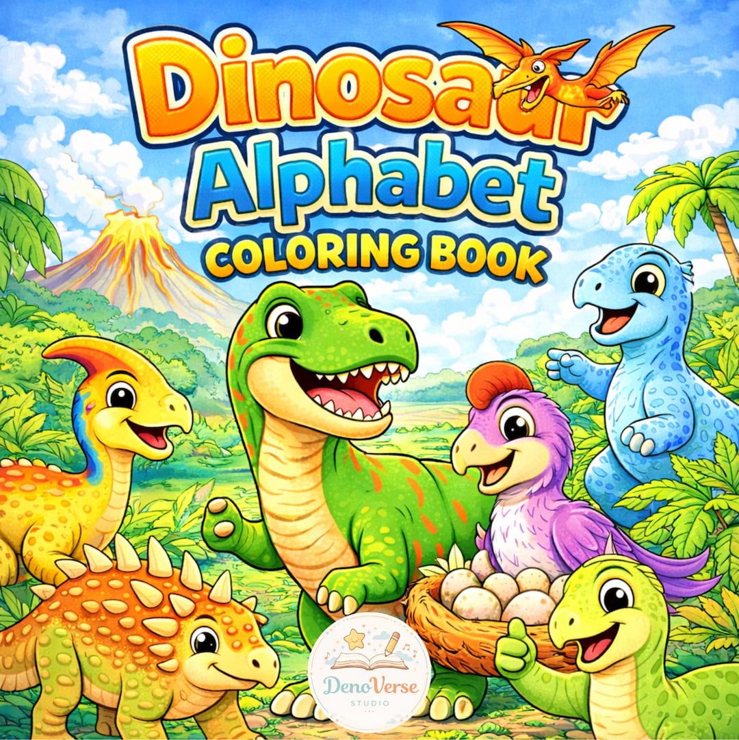 Dinosaur Alphabet Coloring Book | A-Z ABC Learning Activity (digital ...