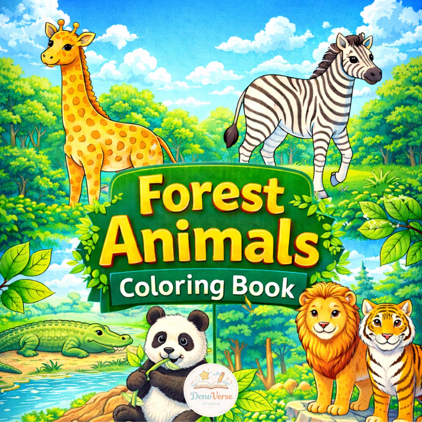 Forest Animals Coloring Book | Ages 4-7, 30 Pages Printable (digital ...