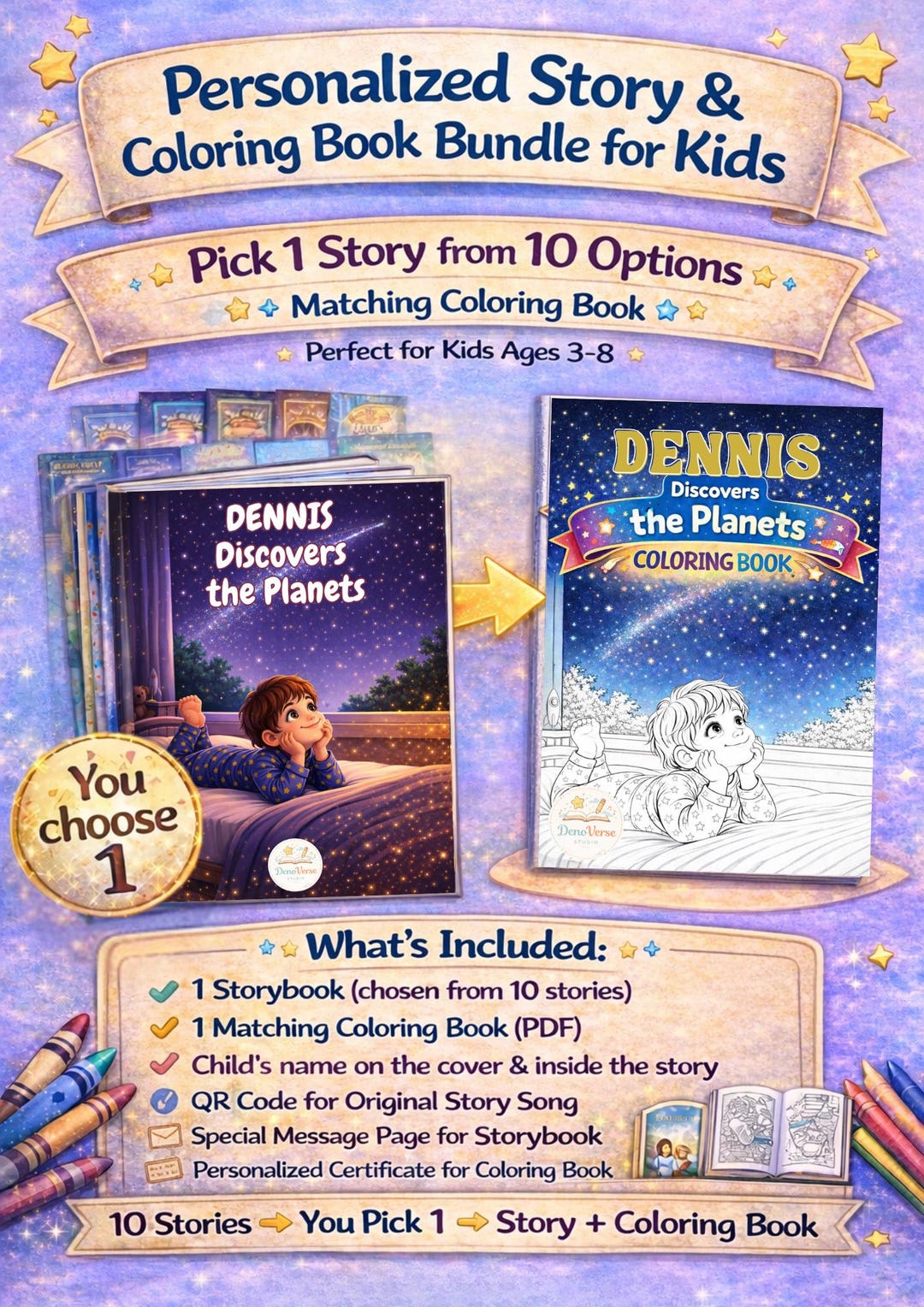 Personalized Kids Storybook & Coloring Book | Custom Name (digital ...