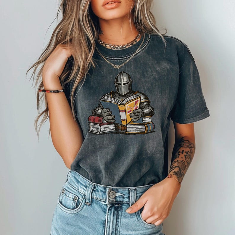 Reading Knight Comfort Colors® Shirt, Fantasy Book Lover Tee, Medieval ...