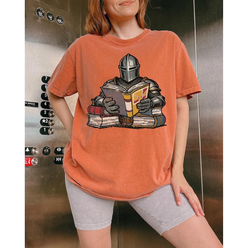 Reading Knight Comfort Colors® Shirt, Fantasy Book Lover Tee, Medieval ...
