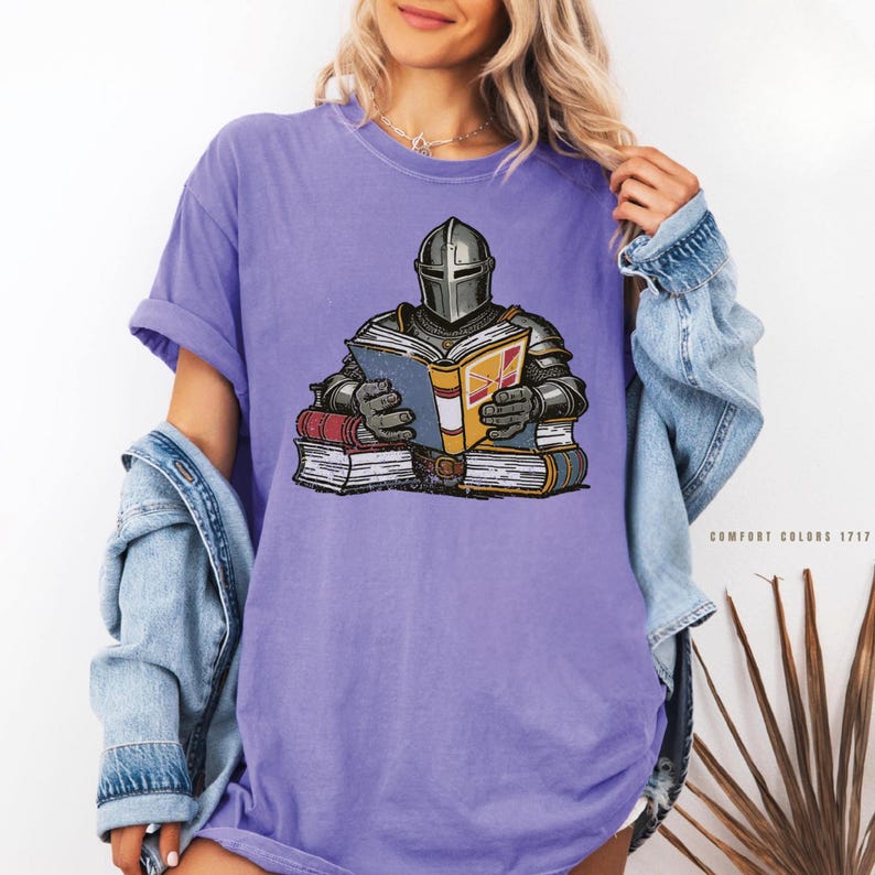 Reading Knight Comfort Colors® Shirt, Fantasy Book Lover Tee, Medieval ...