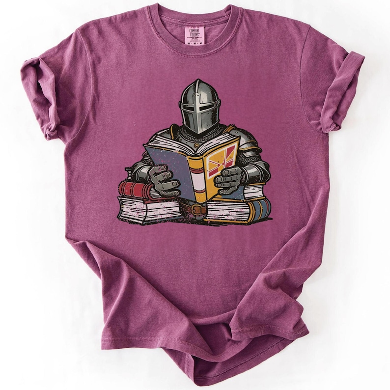 Reading Knight Comfort Colors® Shirt, Fantasy Book Lover Tee, Medieval ...