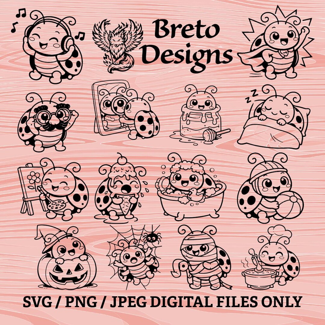 Ladybug Spring Summer Bundle SVG PNG JPEG Digital File - Etsy
