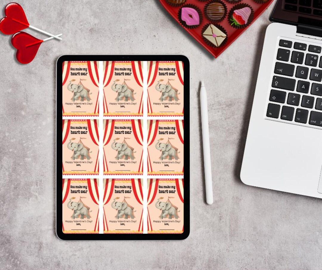 Circus Elephant Valentine Cards for Kids | Printable Classroom ...