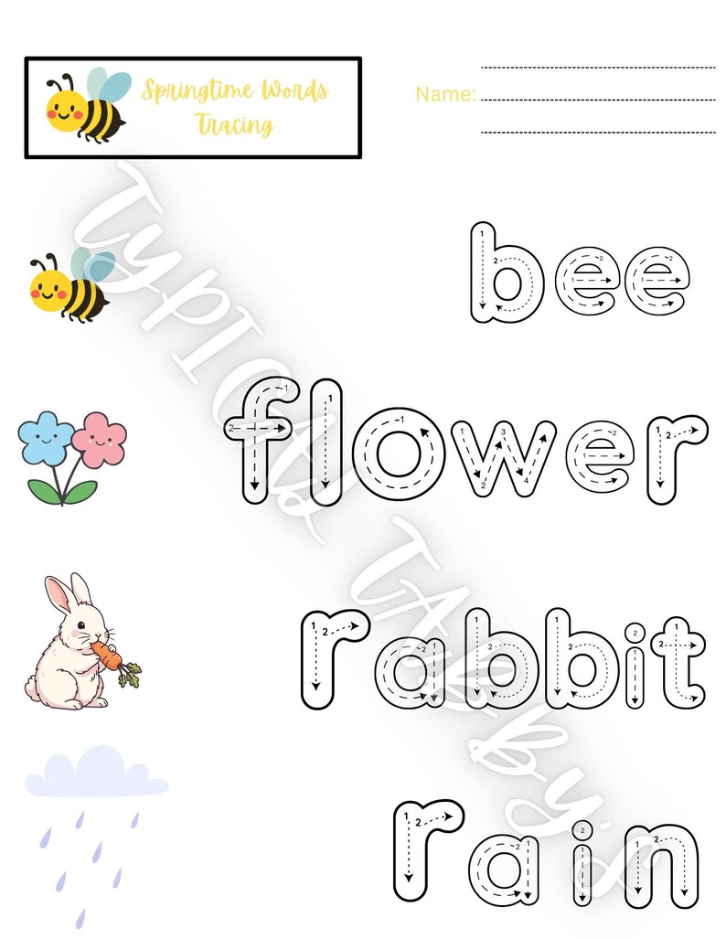 Springtime Themed Worksheets for Kids - Etsy