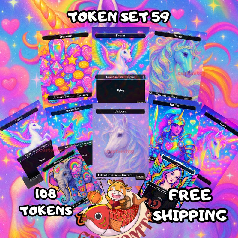 Token Set 59 — Rainbow Unicorn Dreams Custom Token Pack for MTG (108 ...