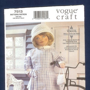 Vogue 7513 Designer 1930's Inspired Jane Doll in Her Dress and Hat ...