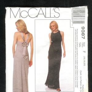Mccall's 9387 Evening Gown, Lined Bias Cut ,with Open Back, & Shoulder ...