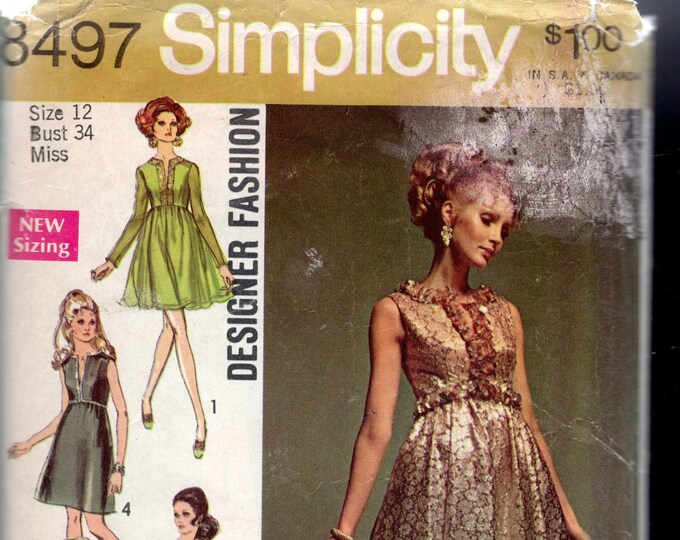 Vintage 60's Simplicity 8497 Misses' Designer Fashion Evening Gown, or ...