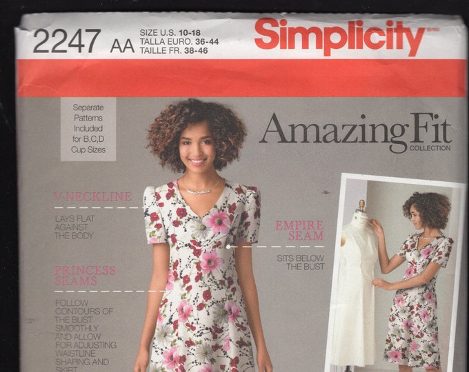Simplicity 2247 Misses' Figure Flattering Dress, Has V Neckline ...