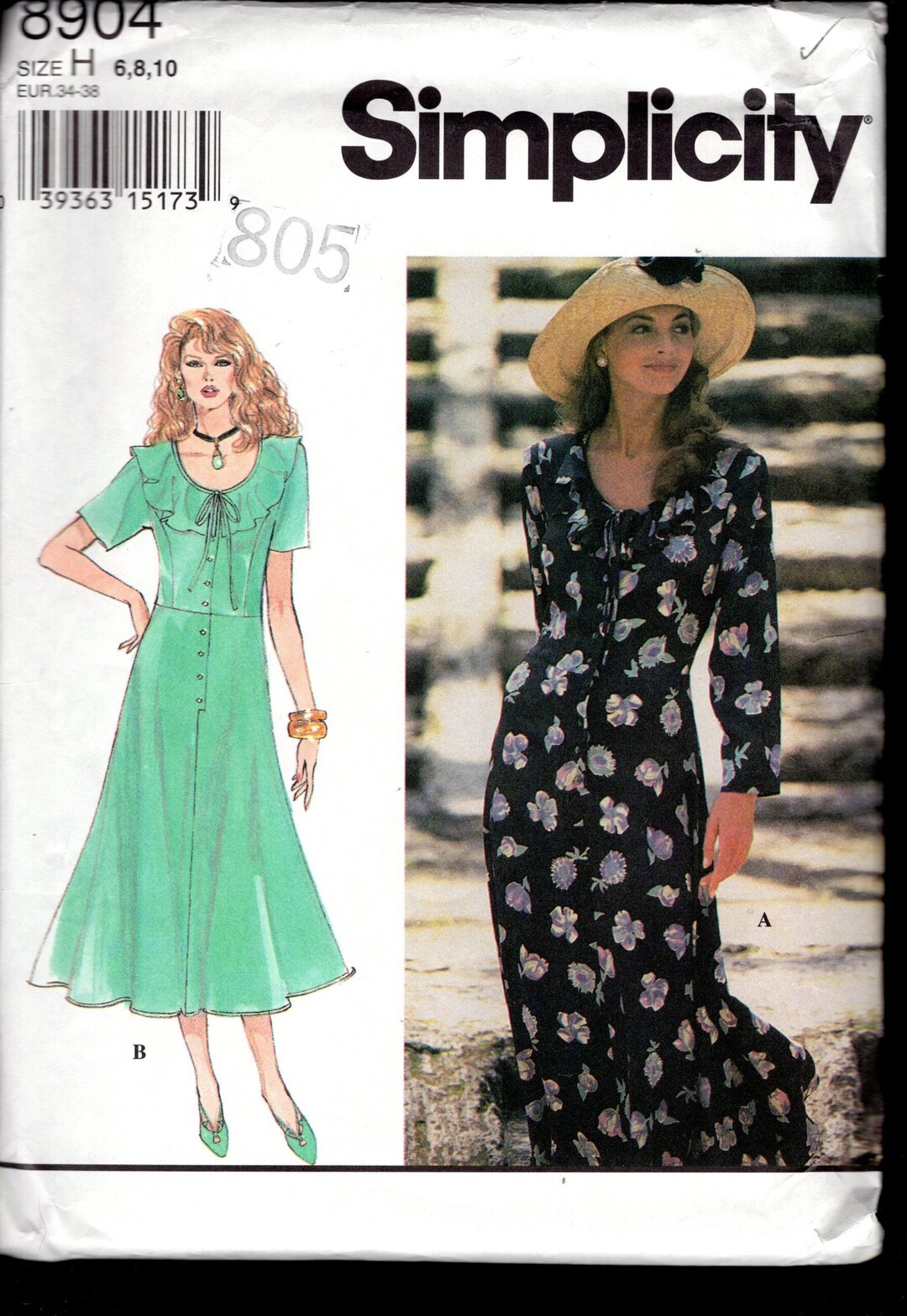 Simplicity 8904 Misses' Midi Dress With Ruffled Scoop Neck, Princess ...