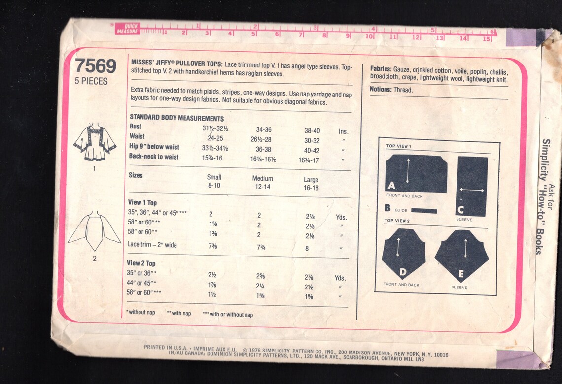 Simplicity 7569 Misses' Jiffy Boho Hippie Pull Over Tops - Etsy