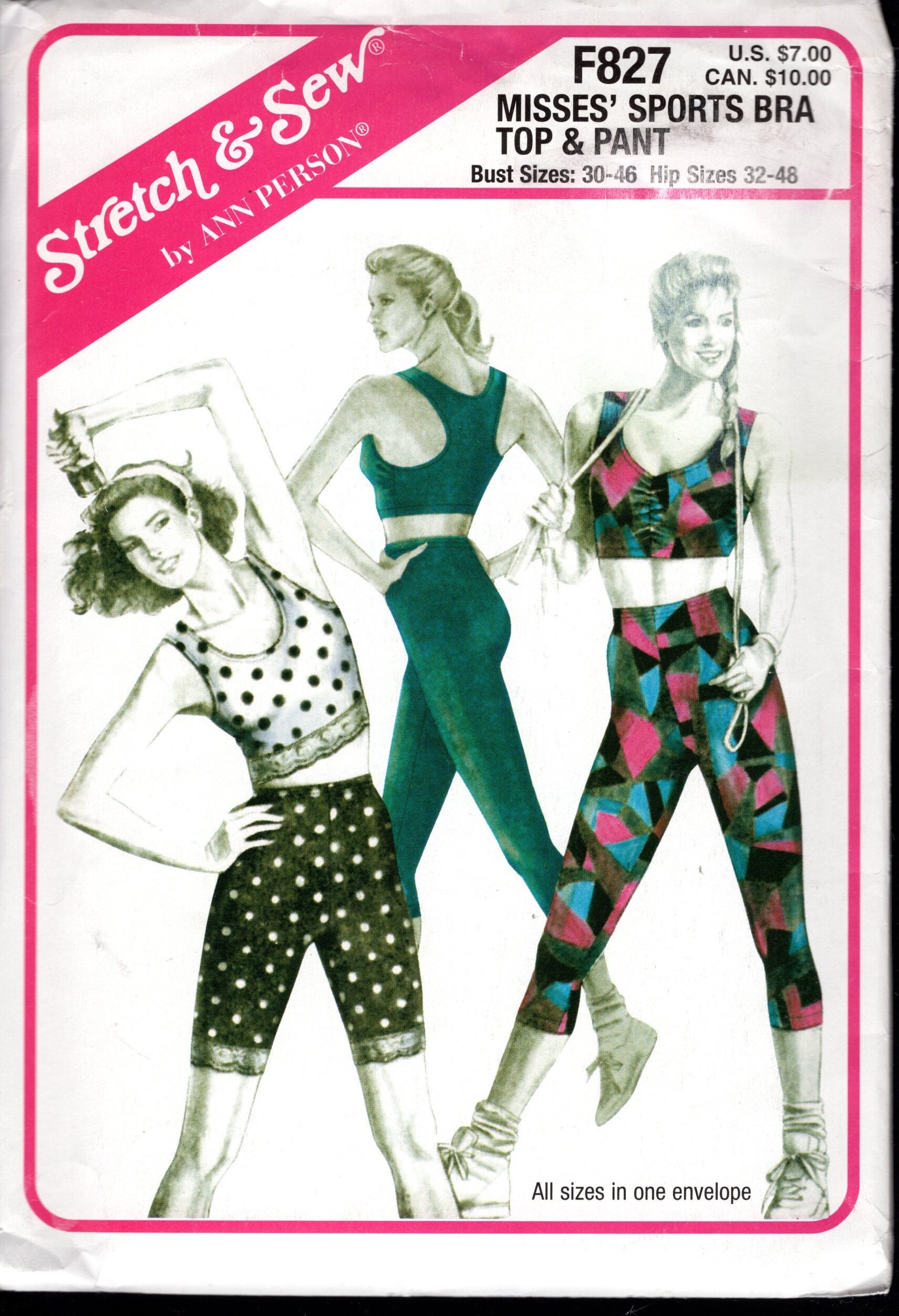 Stretch & Sew F827 Fab 90's Misses' Sports Bra Top and Mid-calf Pants ...