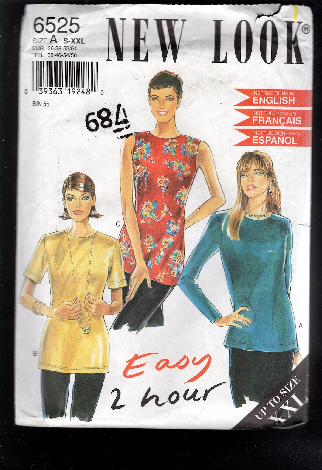 New Look 6525 Misses' Tunic Length Tops With Jewel Neck, Long, Short ...