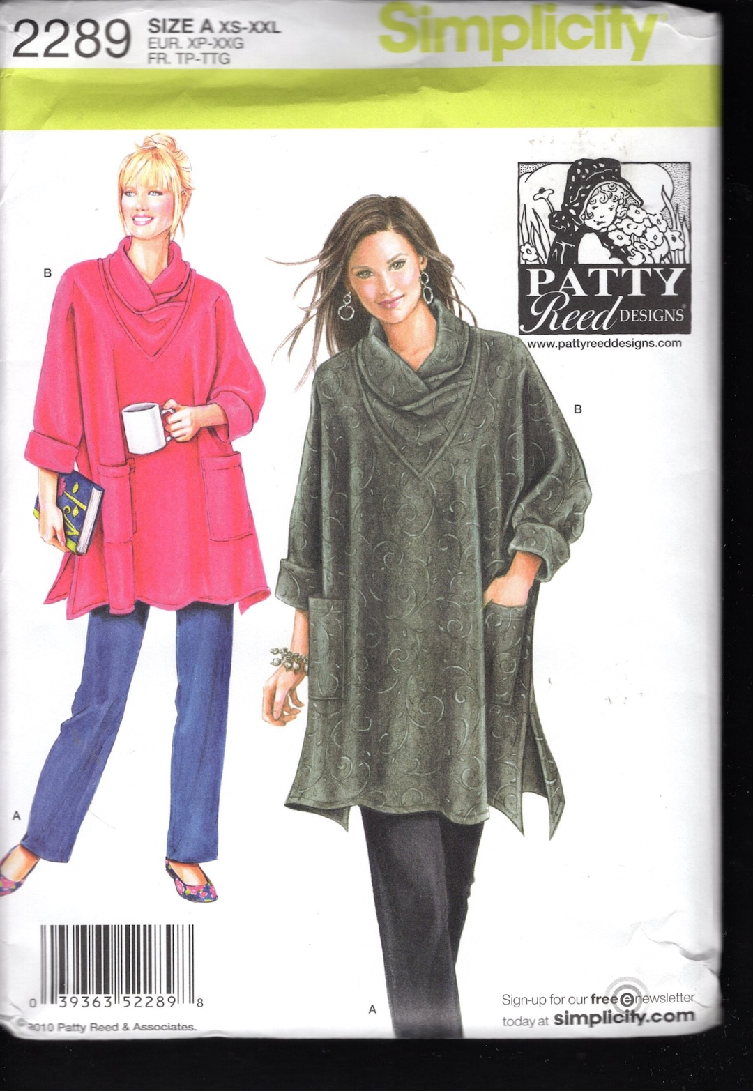 Simplicity 2289 Designer Patty Reed Misses' Very Loose Fitting Tunic ...