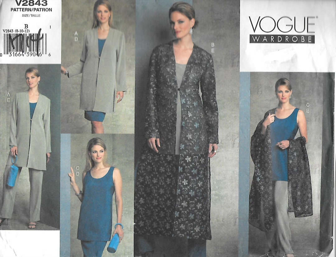 Vogue 2843 Misses' Wardrobe, Pants, Skirt, Tunic Top, Shawl, Jacket ...