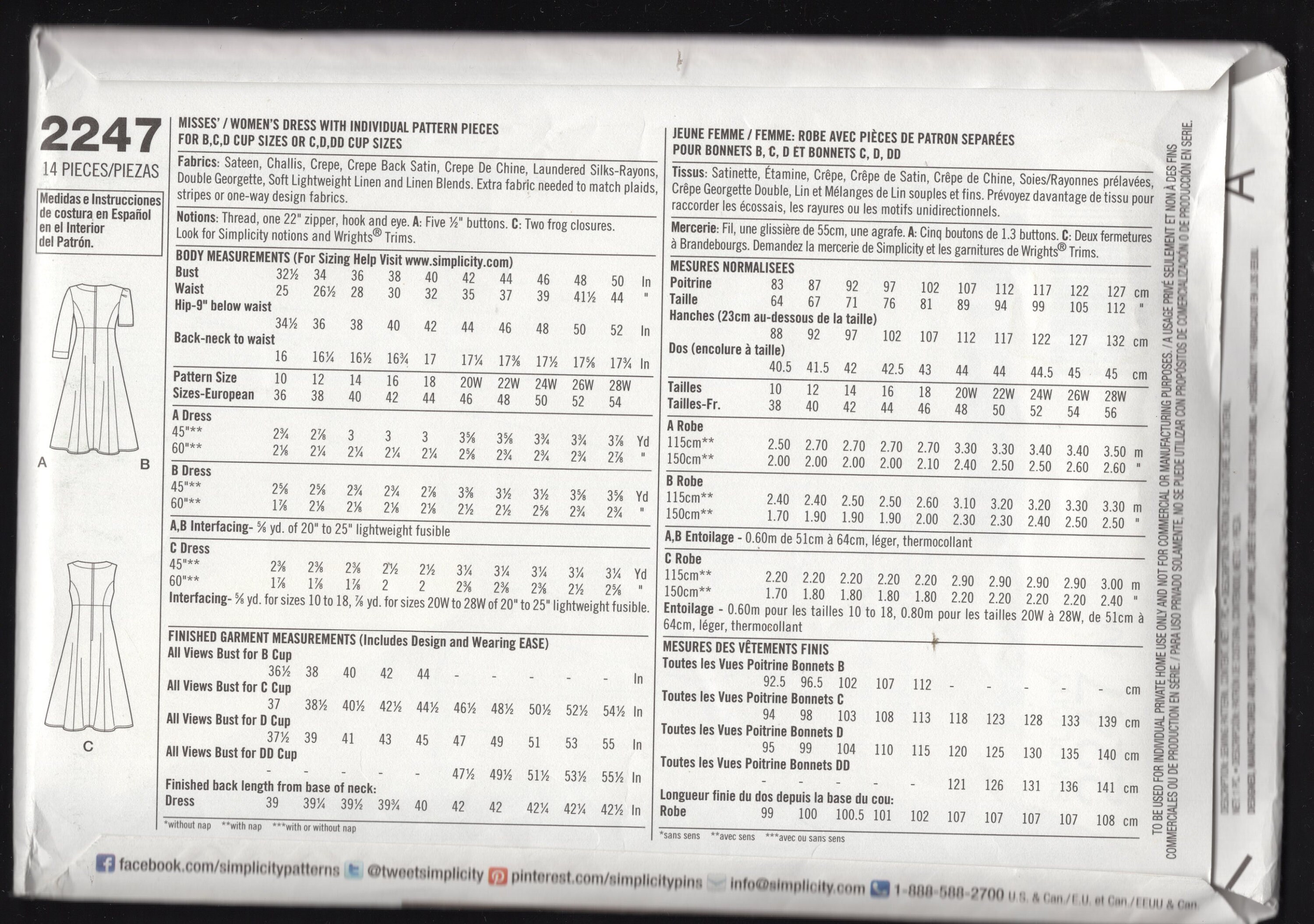 Simplicity 2247 Misses' Figure Flattering Dress Has V - Etsy