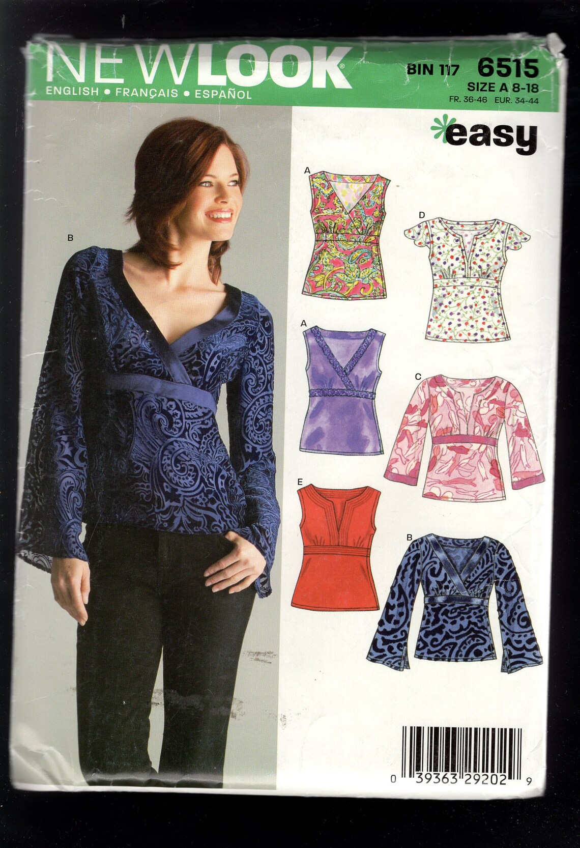 New Look 6515 Misses' Tops, Are Sleeveless, Fluted Capped, 3/4 Length ...