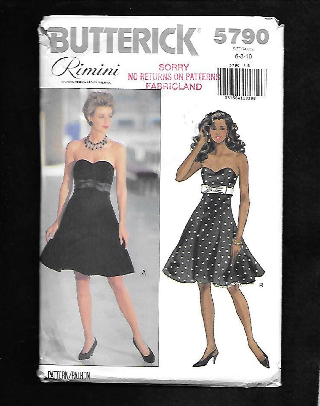 Butterick 5790 Misses 'Trägerloses Cocktailkleid mit tailliertem Mieder ...