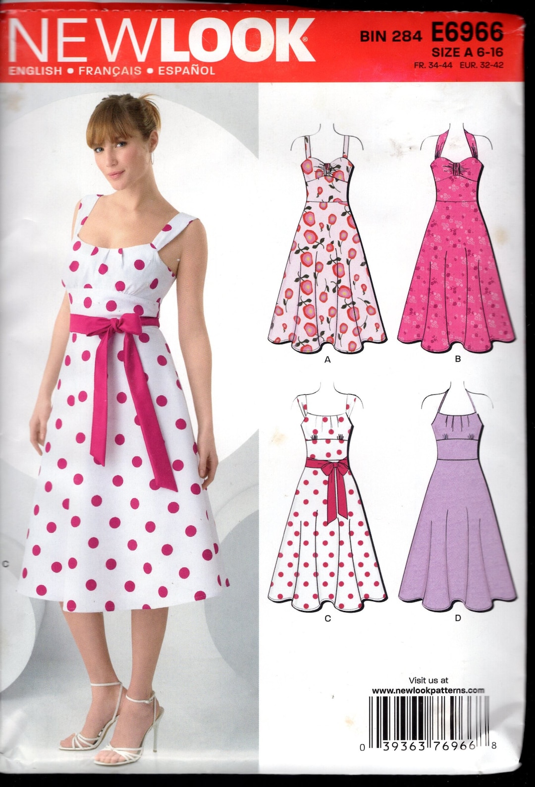 New Look 6966 Misses' Summer Party Dress With Halter or Shoulder Straps ...