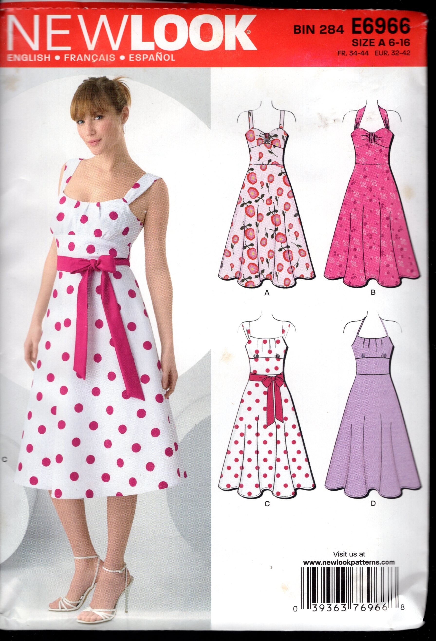 New Look 6966 Misses' Summer Party Dress With Halter or Shoulder Straps ...