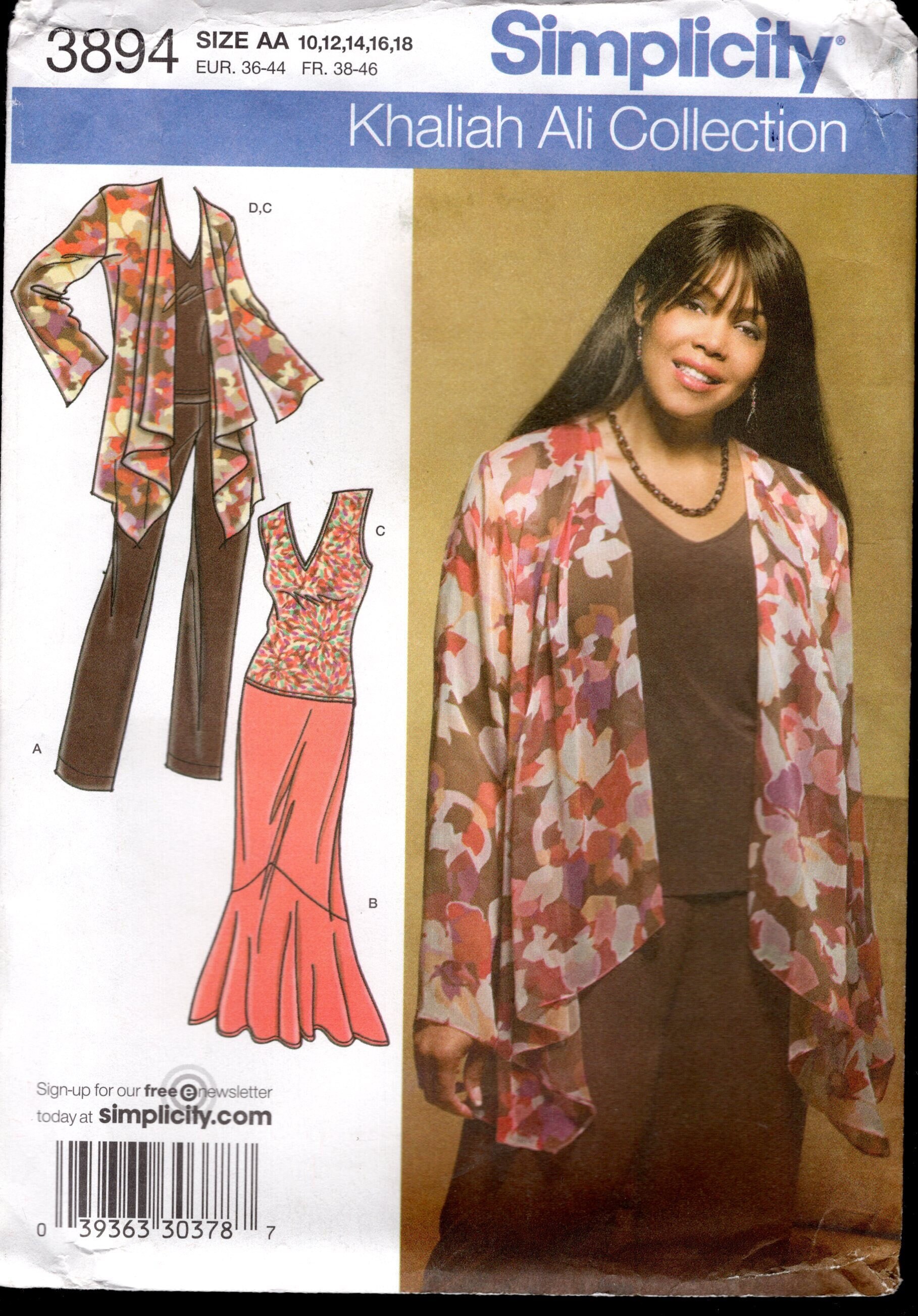 Simplicity 3894 Khaliah Ali Collection Misses' Waterfall Jacket ...