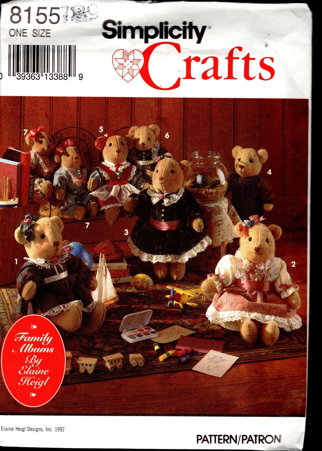 Simplicity 8155 Cuddly Floppy Bear Family With Adorable Outfits, Create ...