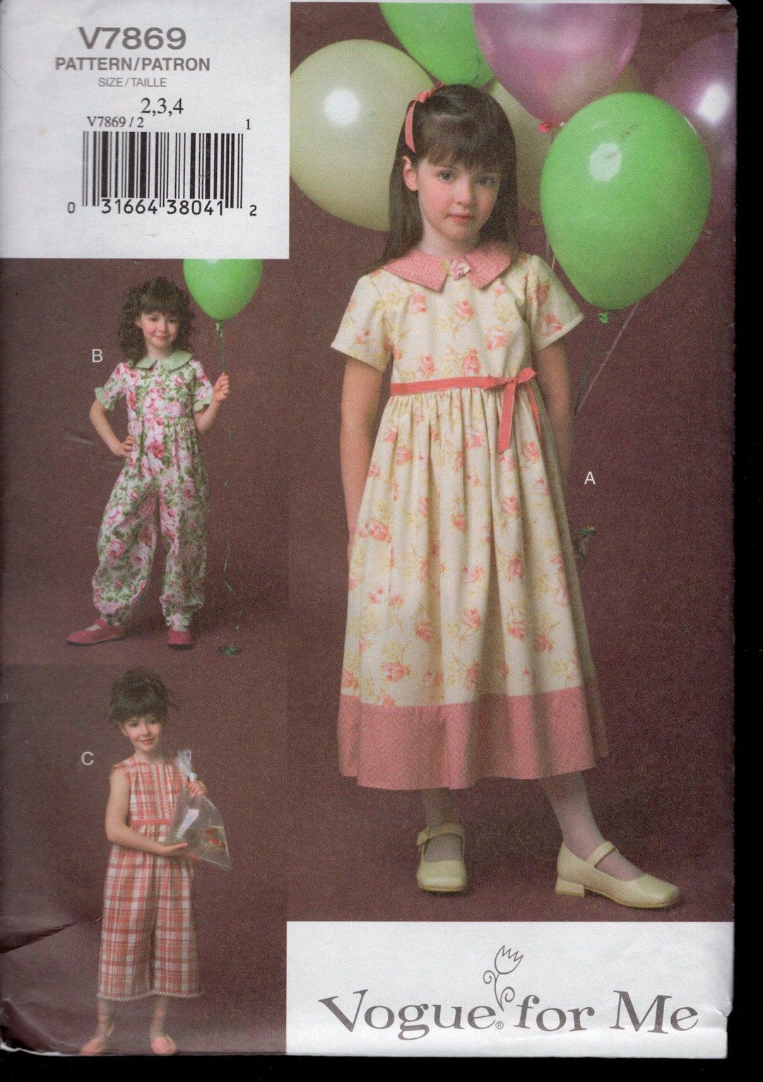 Vogue 7869 Child's Vogue for Me Dress and Jumpsuit With Raised Waist ...