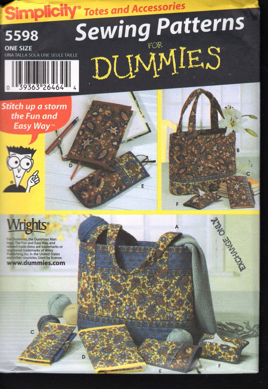 Simplicity 5598 Tote Bags and Accessories for Dummies, an Easy Fun ...